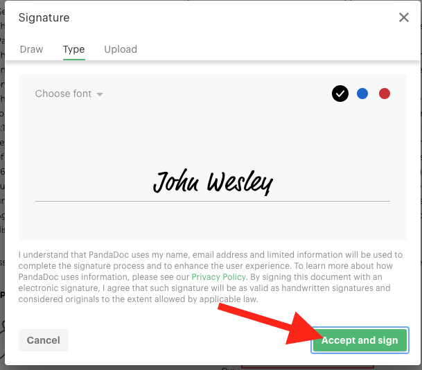 Signing a Document in PandaDoc